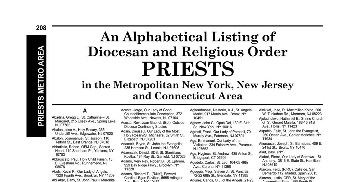 Priests Metro Area 2022