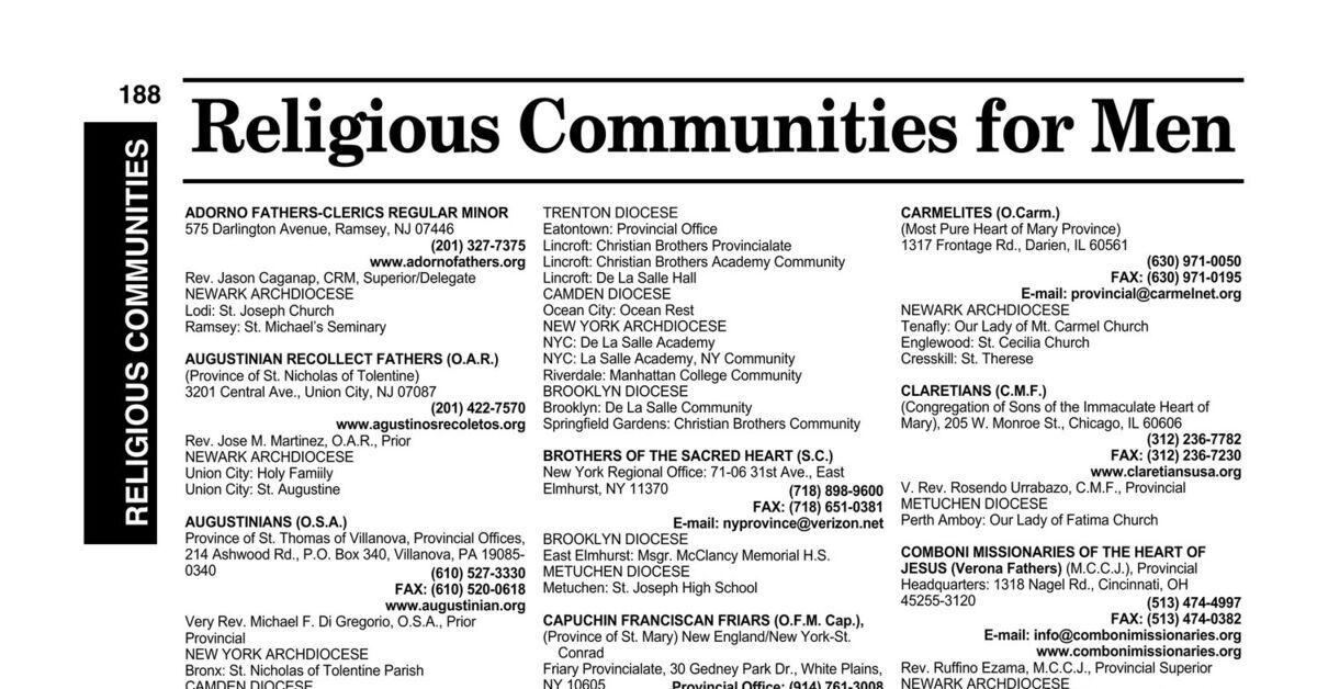 Religious Communities Men 2022