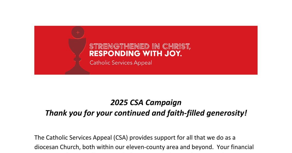 Catholic Services Appeal 2025 Campaign Report ending Nov. 30, 2025