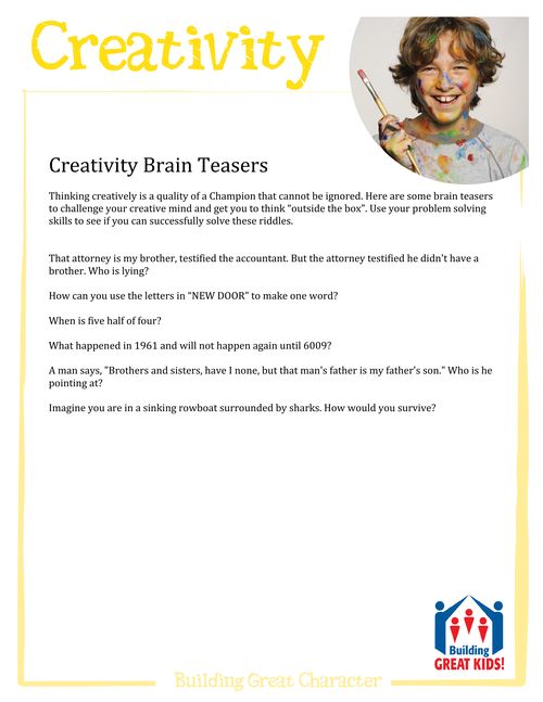Creativity worksheets
