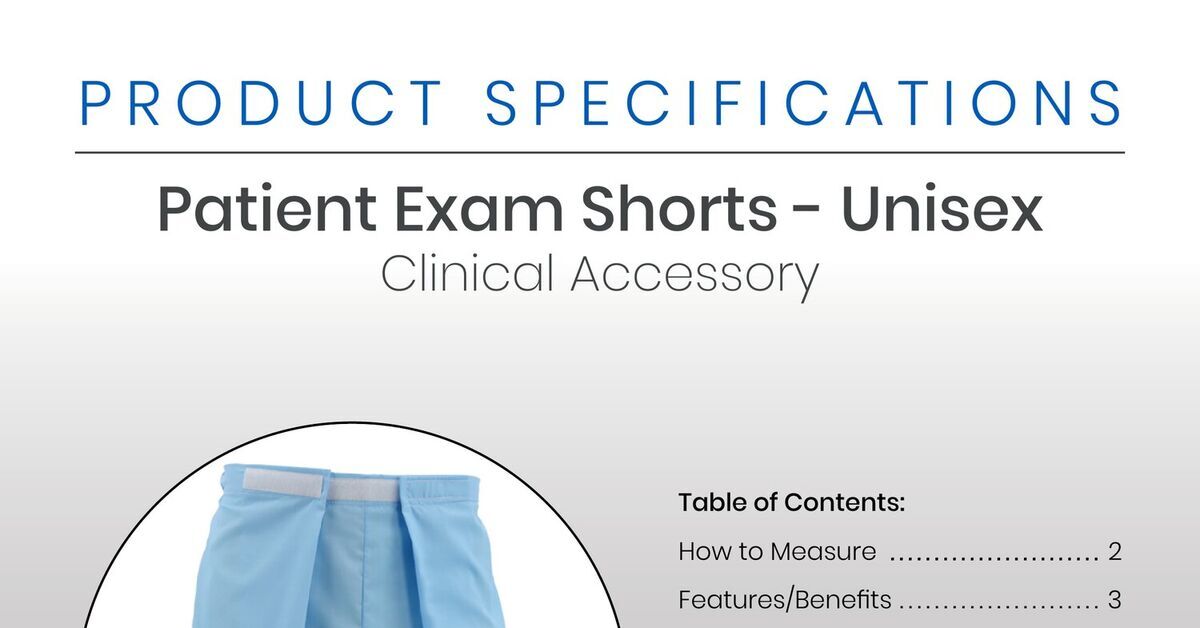 Product Specifications for Patient Shorts