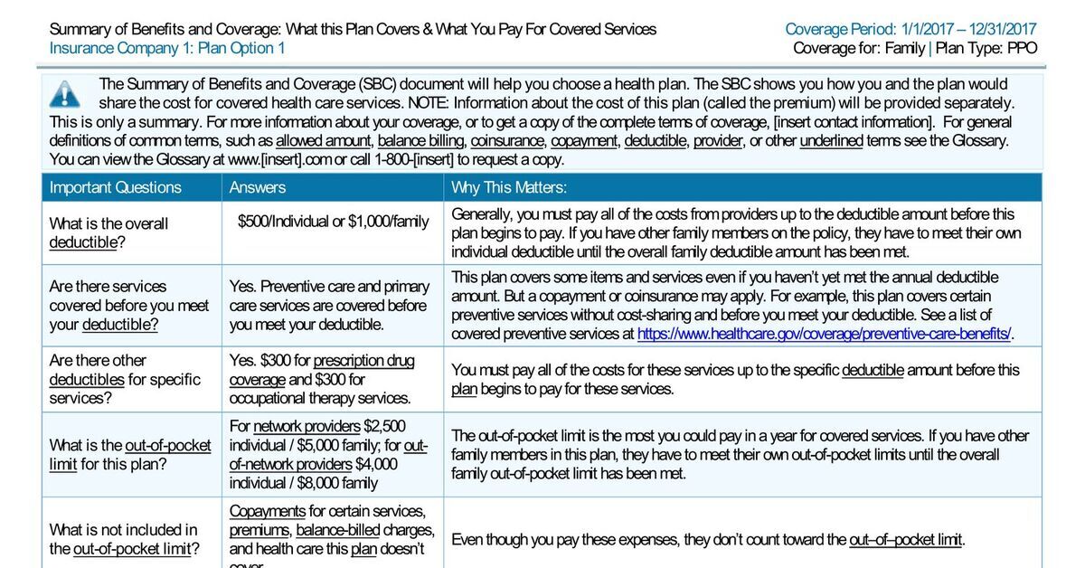 Health Insurance SBC Demo