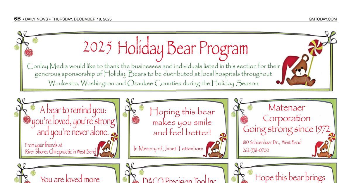 2025 Holiday Bear Program: Washington County Daily News