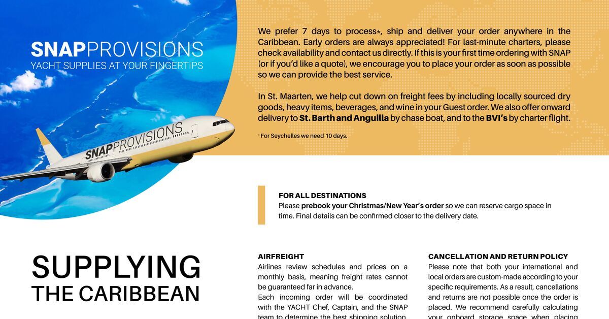 BWA Yachting Caribbean - Flight schedule